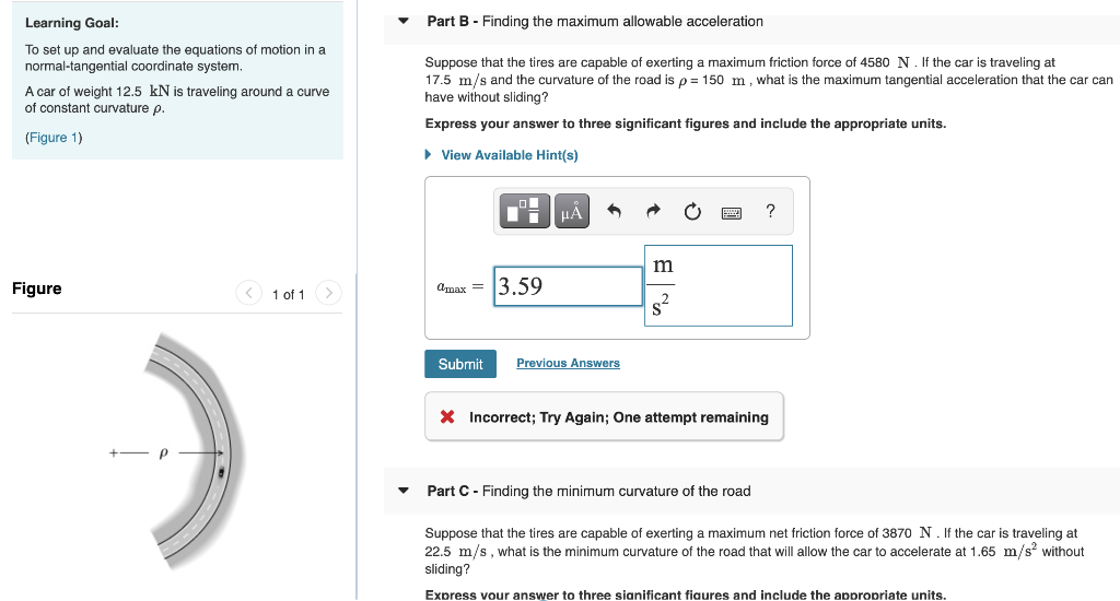 Solved Part B - Finding the maximum allowable acceleration | Chegg.com