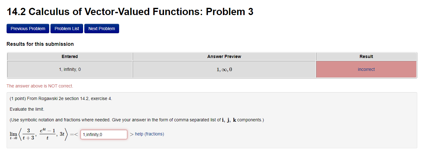 Solved 142 Calculus Of Vector Valued Functions Problem 3 