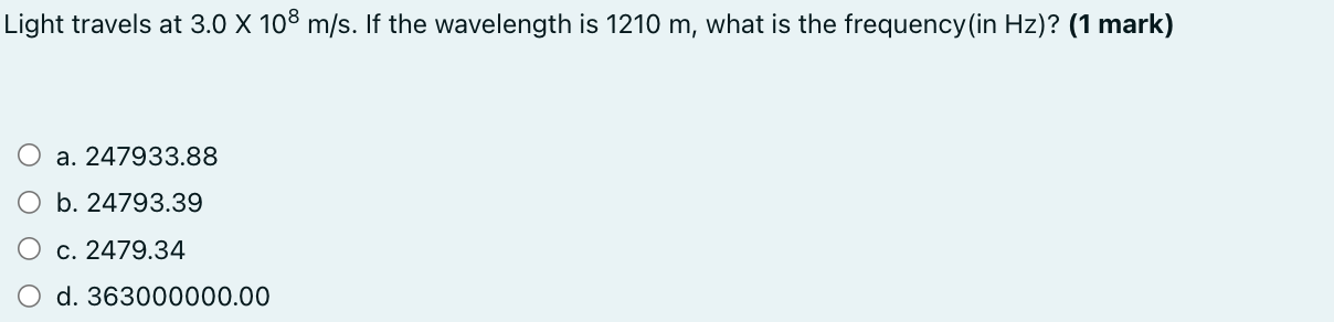 Solved Light travels at 3.0×108 m/s. If the wavelength is | Chegg.com