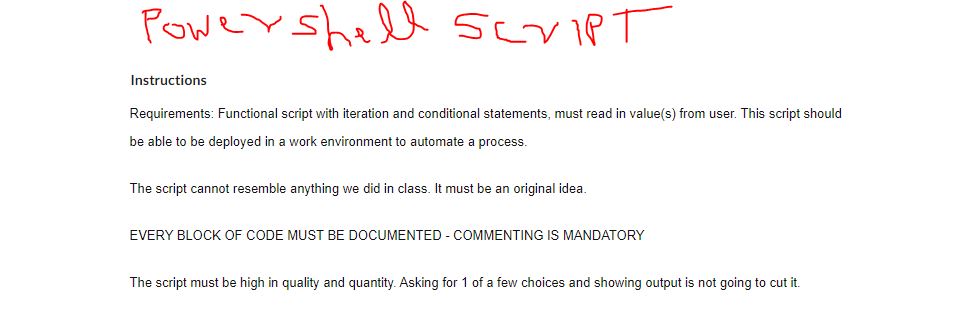 Solved Powersheld script Instructions Requirements: | Chegg.com