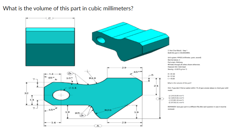 Solved What is the volume of this part in cubic millimeters? | Chegg.com