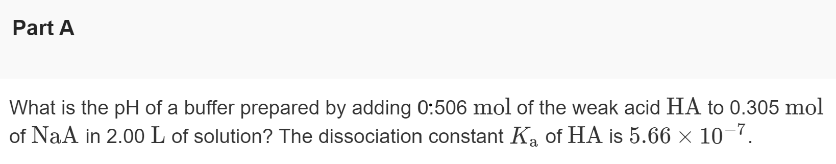 Solved What is the pH of a buffer prepared by adding 0:506 | Chegg.com