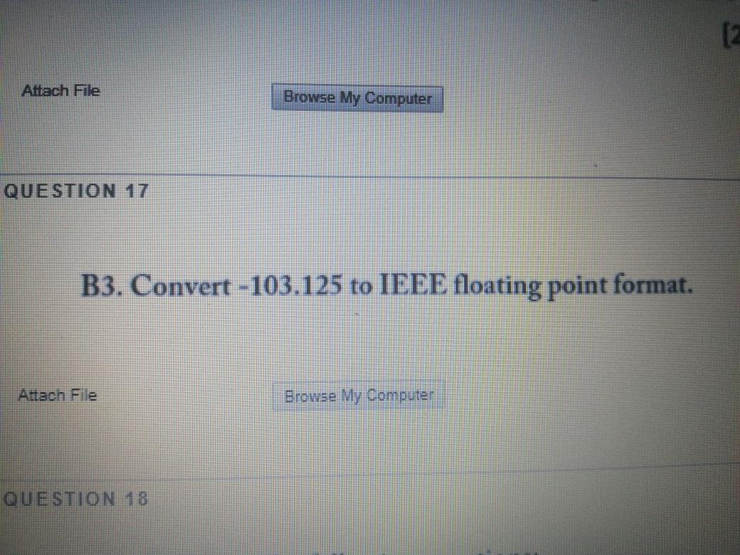 Solved Attach File Browse My Computer QUESTION 17 B3. | Chegg.com
