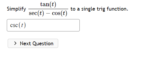 Solved Simplify sec(t)−cos(t)tan(t) to a single trig | Chegg.com