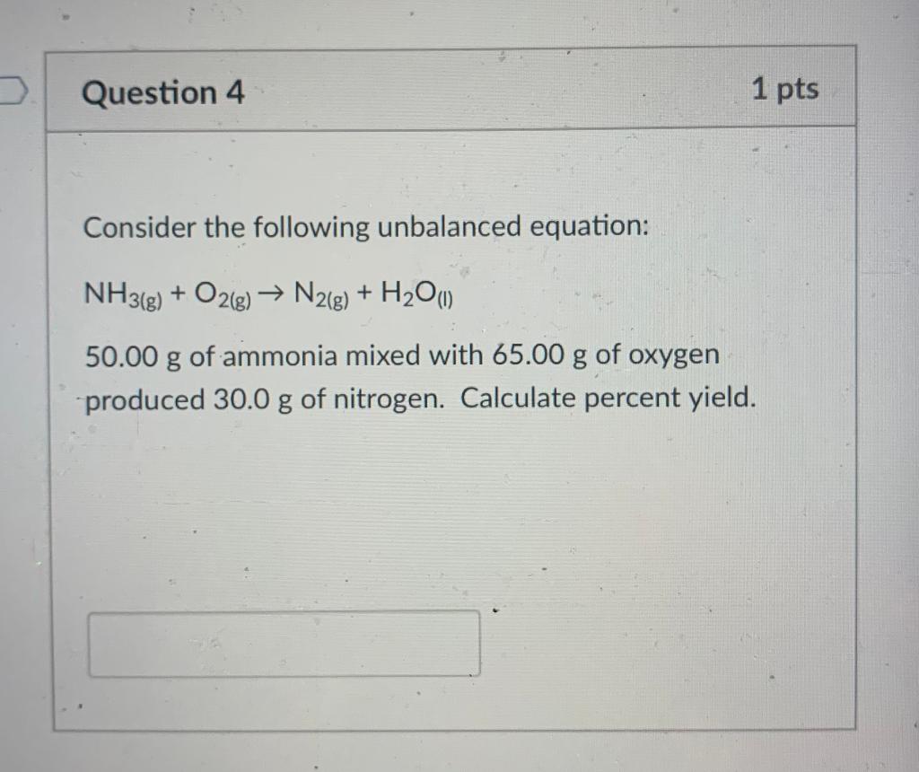 Solved Consider the following unbalanced equation: NH3(g) + | Chegg.com