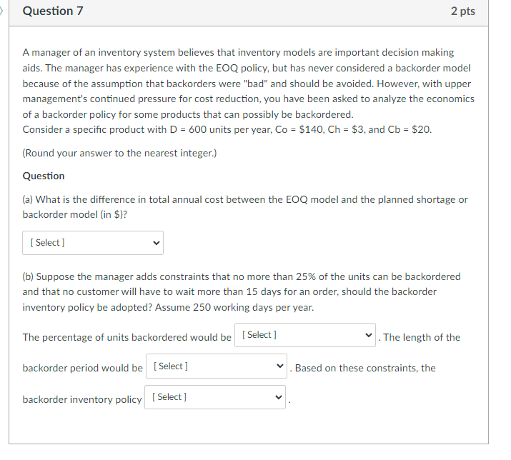 Solved A manager of an inventory system believes that | Chegg.com