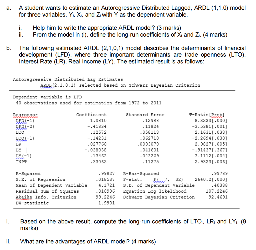 Solved a. ﻿A student wants to estimate an Autoregressive | Chegg.com