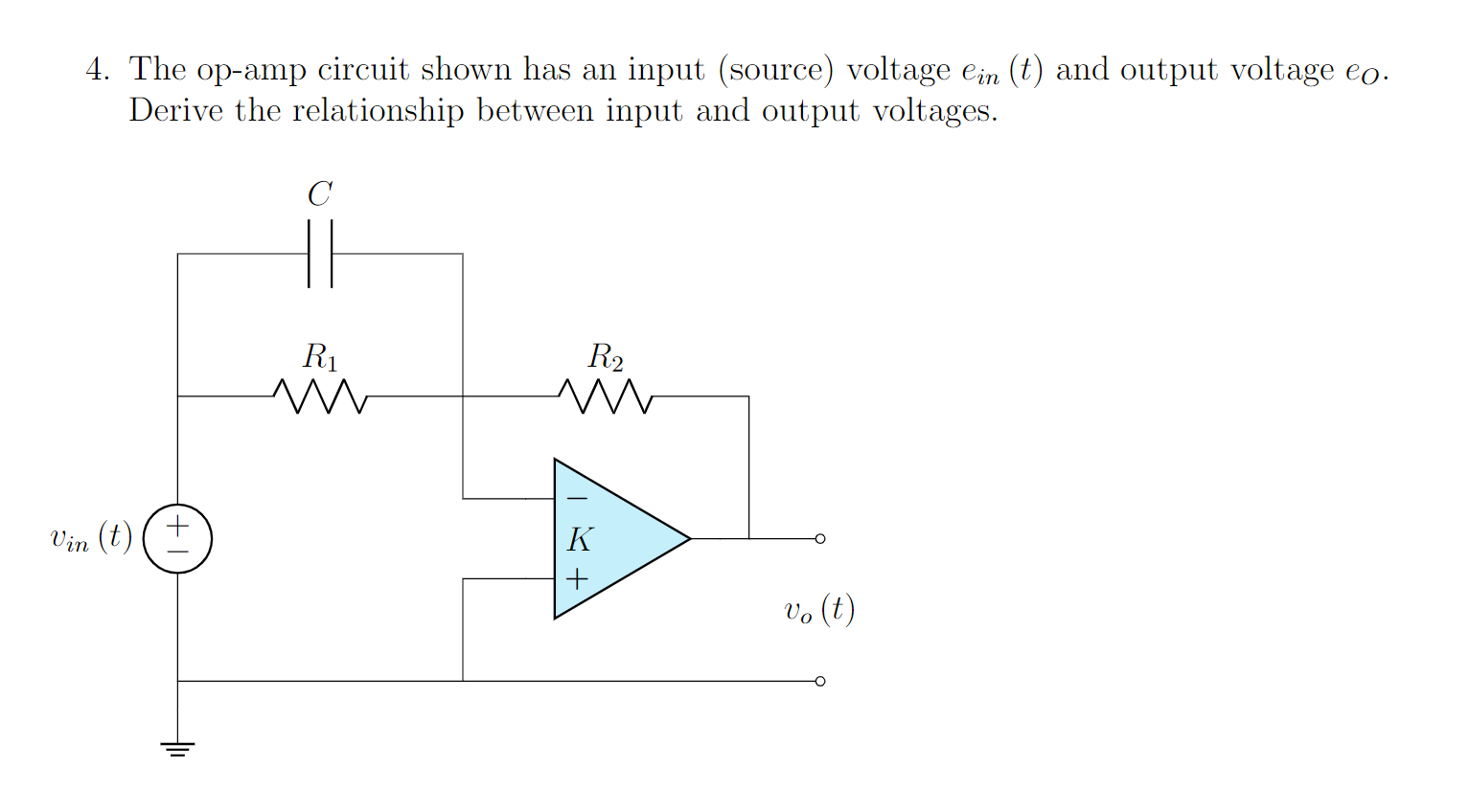 Solved The Op Amp Circuit Shown Has An Input Source 