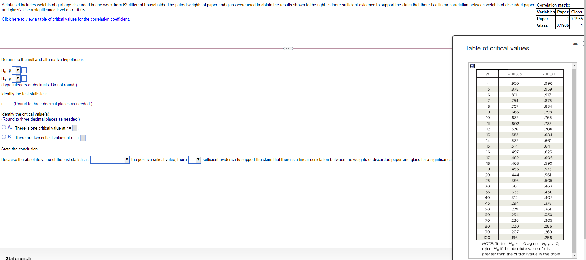 Solved A data set includes weights of garbage discarded in | Chegg.com