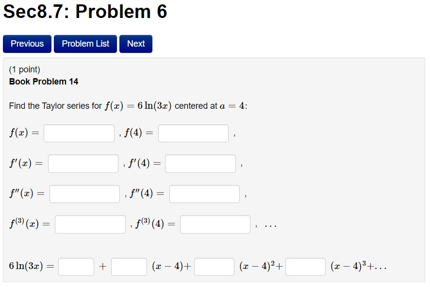 Solved Sec8.7: Problem 6 Previous Problem List Next (1 | Chegg.com Solved Sec8.7: Problem 6 Previous Problem List Next (1 | Chegg.com