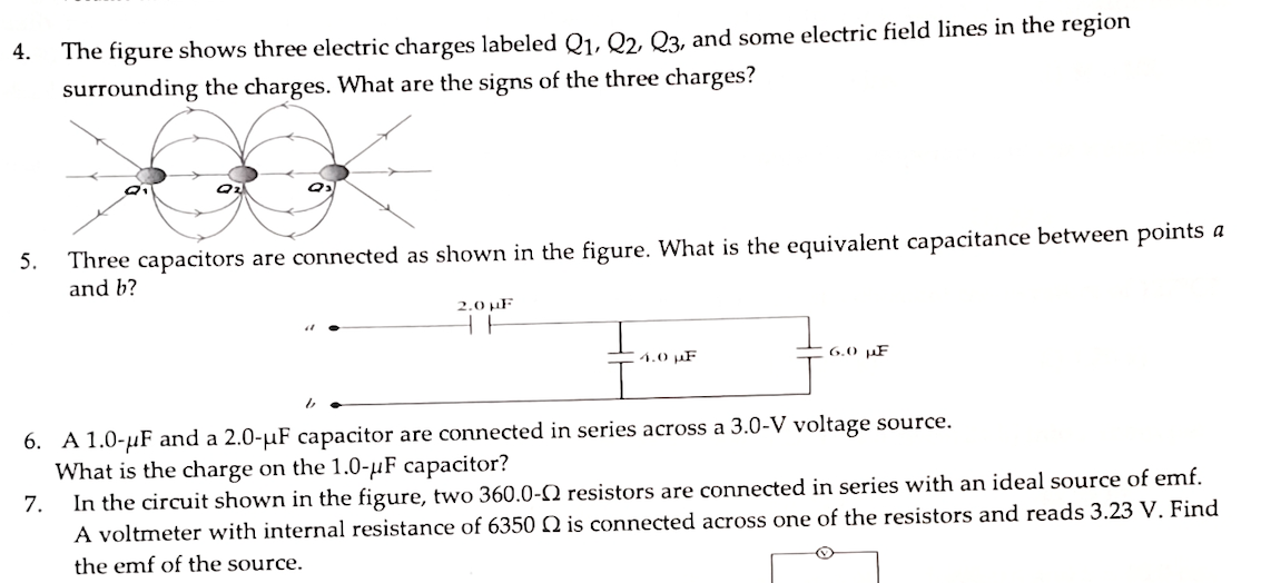 Solved 4. The ficciL The figure shows three electric charges | Chegg.com