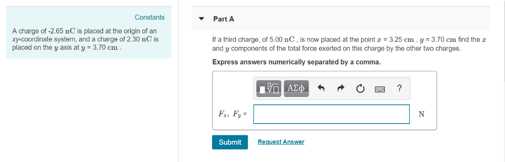 Solved Constants Part A A charge of -2.65 nC is placed at | Chegg.com