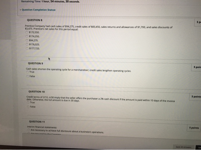 Solved Remaining Time: 1 hour, 54 minutes, 30 seconds. | Chegg.com
