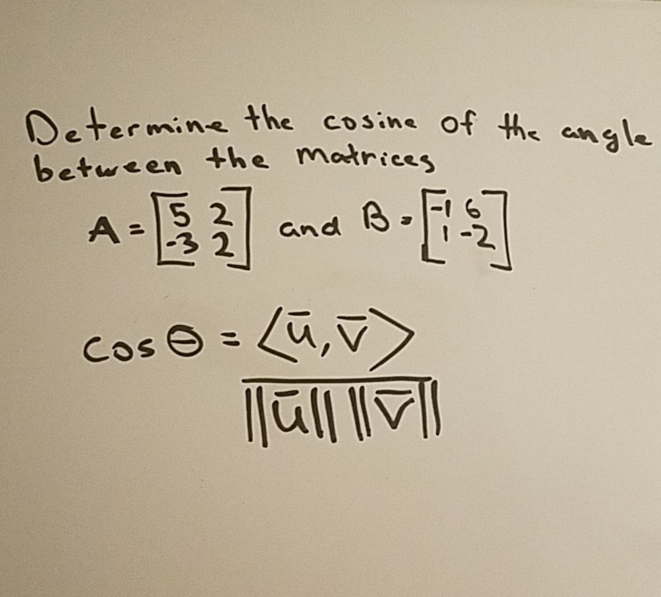 Solved Determine the cosine of the angle between the | Chegg.com