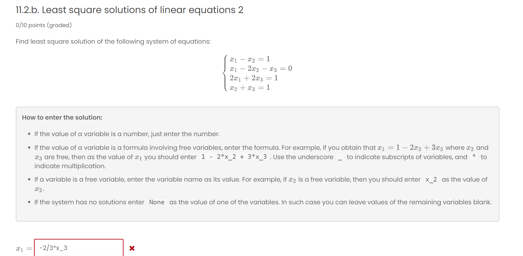 Solved 11.2.b. Least square solutions of linear equations 2 | Chegg.com