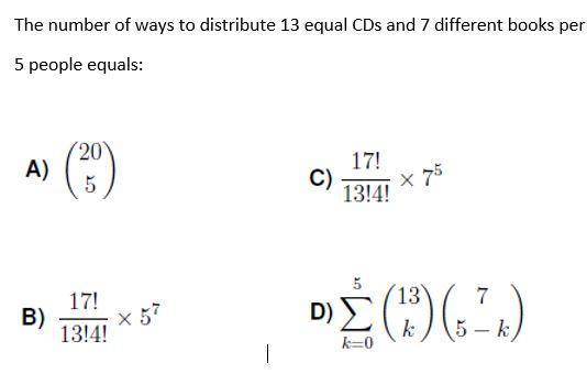 Solved The number of ways to distribute 13 equal CDs and 7 | Chegg.com