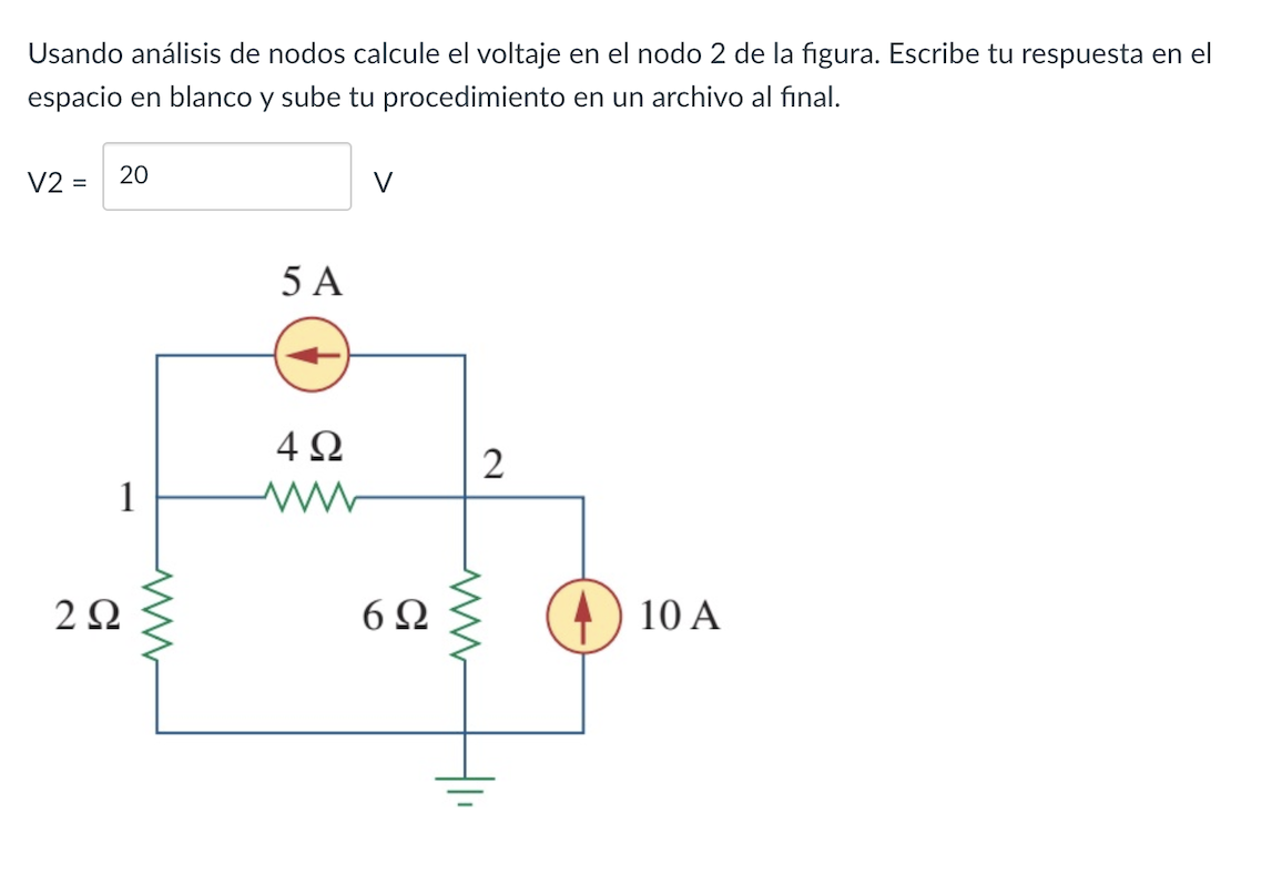 Solved Usando análisis de nodos calcule el voltaje en el | Chegg.com