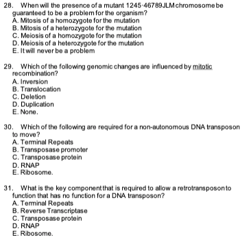 Solved Section 4. There may be more than one answer per | Chegg.com