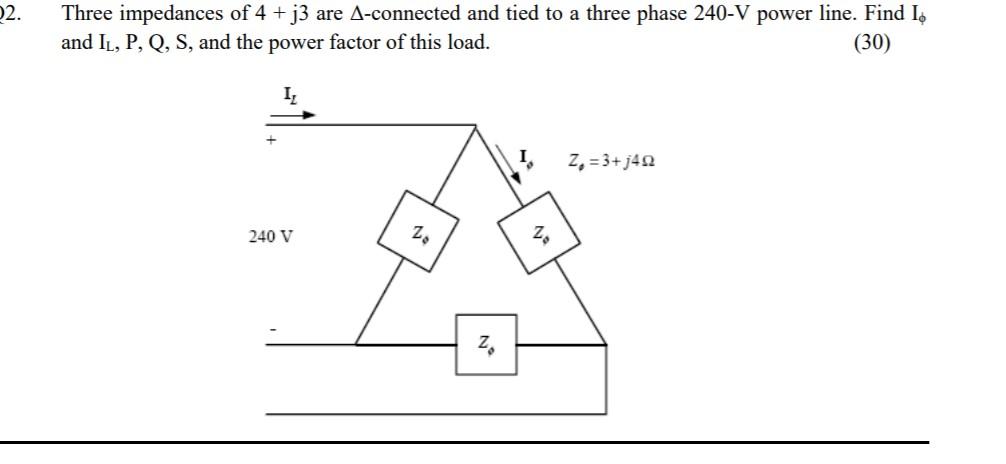 Solved 2. Three impedances of 4 + j3 are A-connected and | Chegg.com