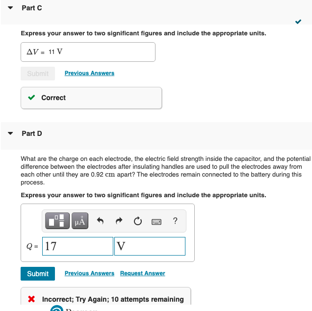 Solved Two 15-cm-diameter electrodes 0.46 cm apart form a | Chegg.com