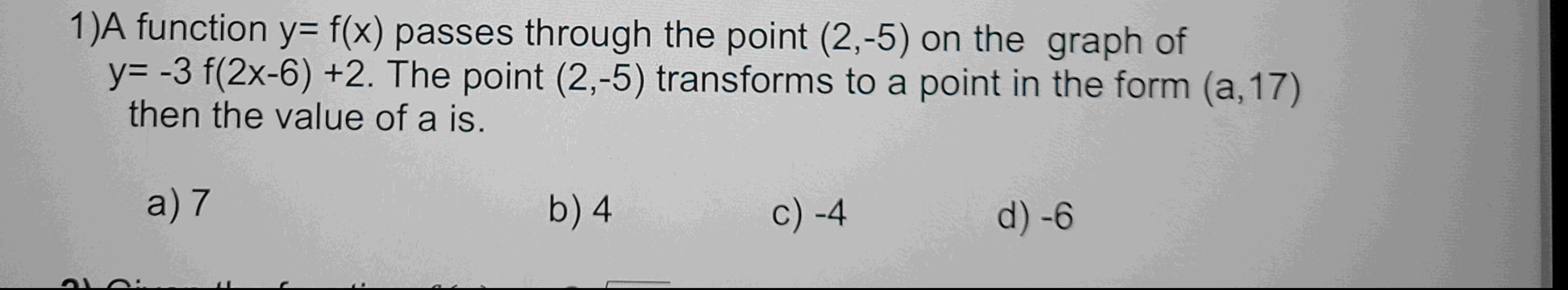 Solved A function y=f(x) ﻿passes through the point (2,-5) | Chegg.com