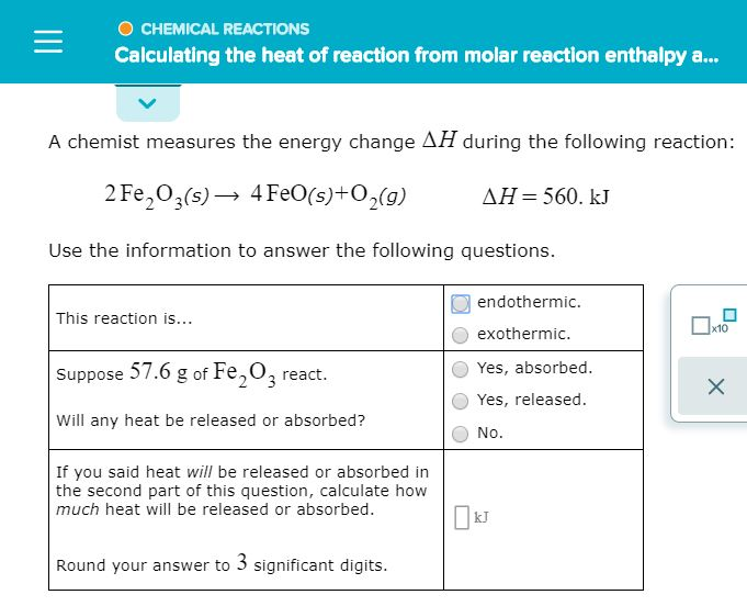 Solved O CHEMICAL REACTIONS Calculating the heat of reaction | Chegg.com