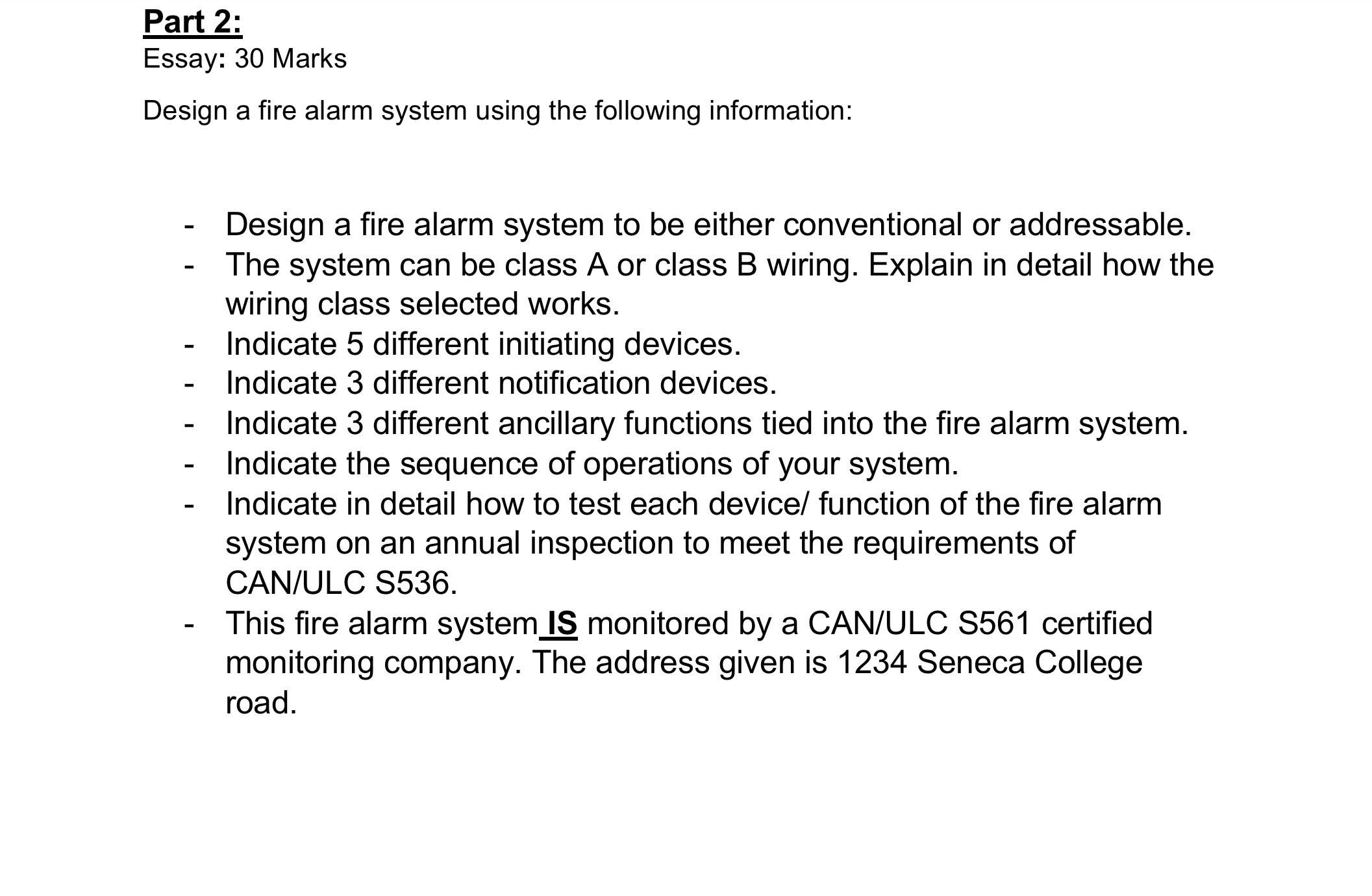 Solved Design a fire alarm system using the following | Chegg.com