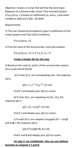 Solved Objective: Create a C script that will find the | Chegg.com