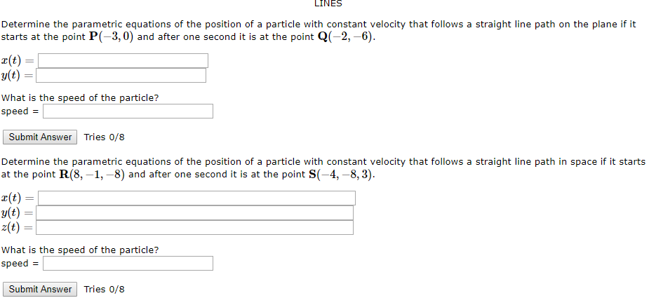 Solved LINES Determine the parametric equations of the | Chegg.com