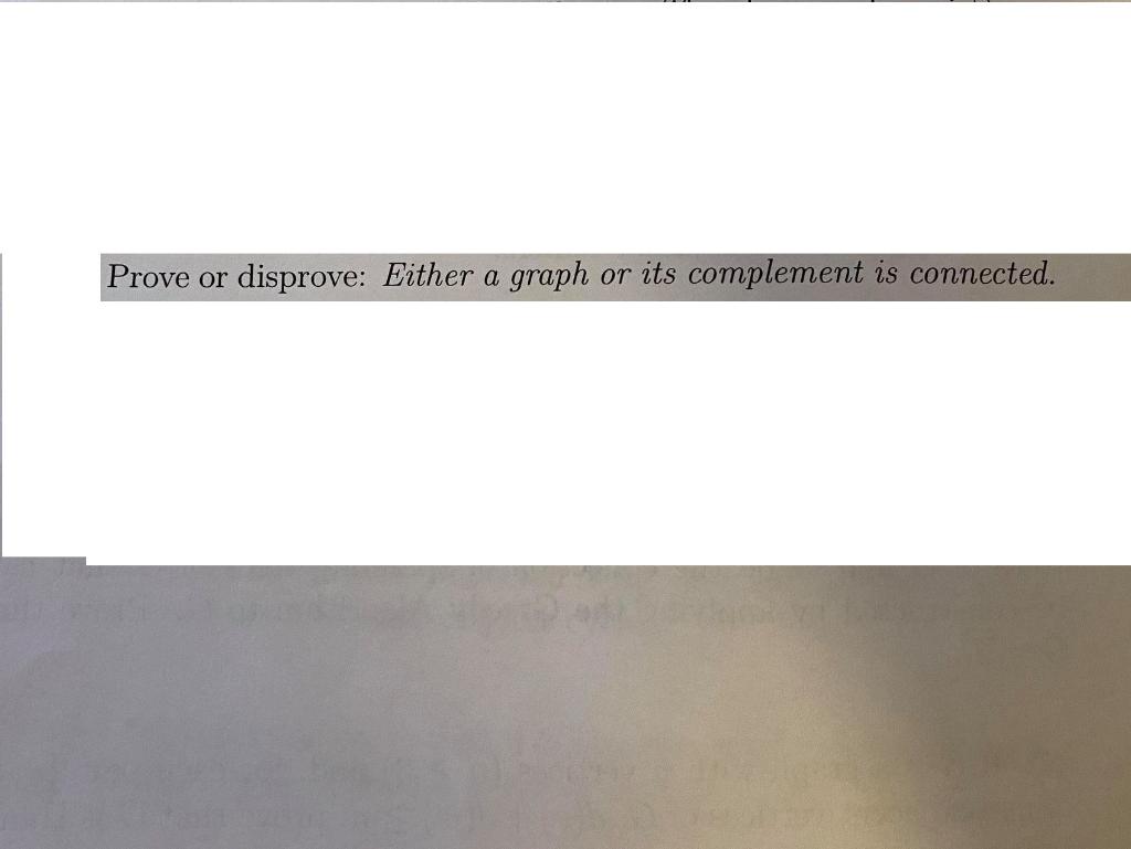 Solved Prove or disprove: Either a graph or its complement | Chegg.com