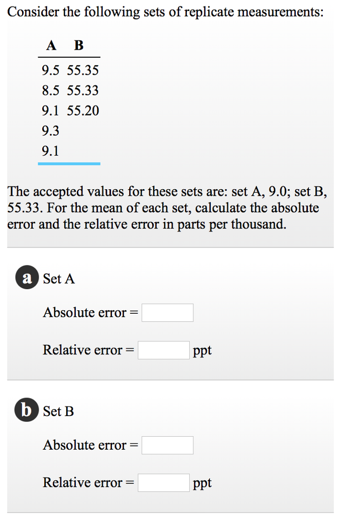 Solved Consider the following sets of replicate measurements | Chegg.com