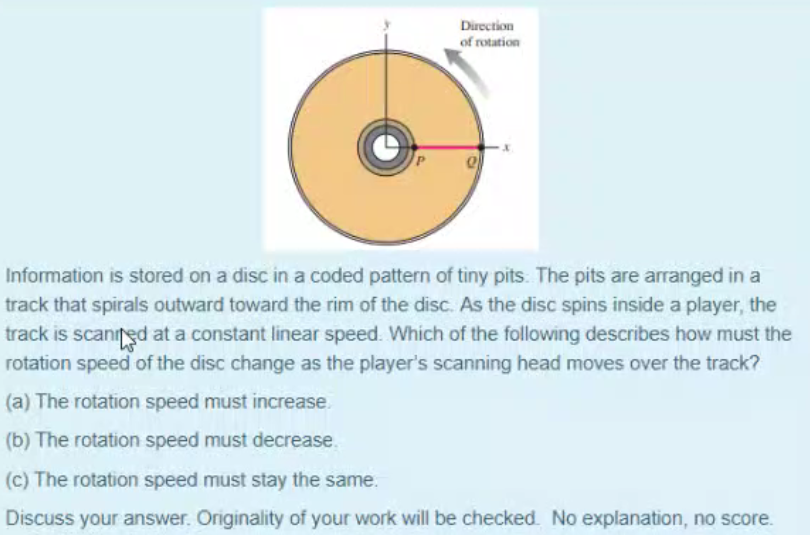 Solved Direction of rotation Information is stored on a disc | Chegg.com