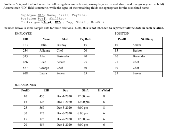 Solved Problems 5, 6, and 7 all reference the following | Chegg.com