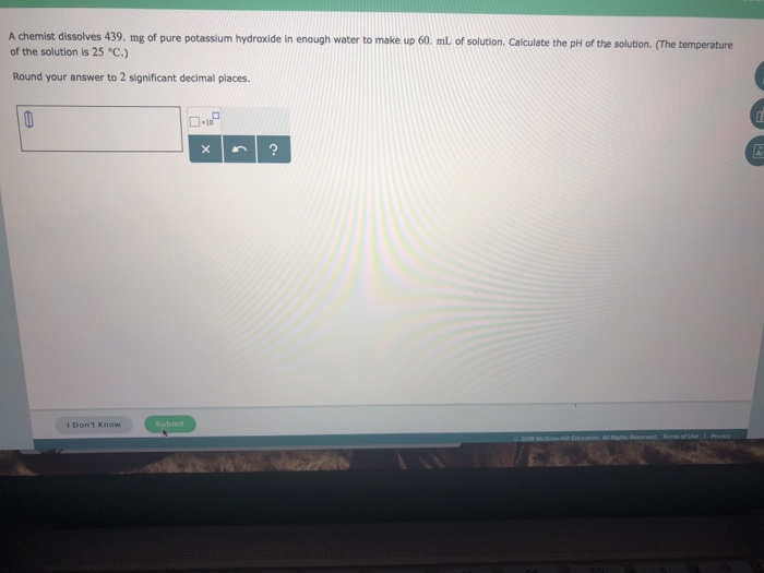 Solved A chemist dissolves 439. mg of pure potassium | Chegg.com