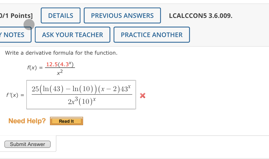 Solved 1 Points Write A Derivative Formula For The 9130