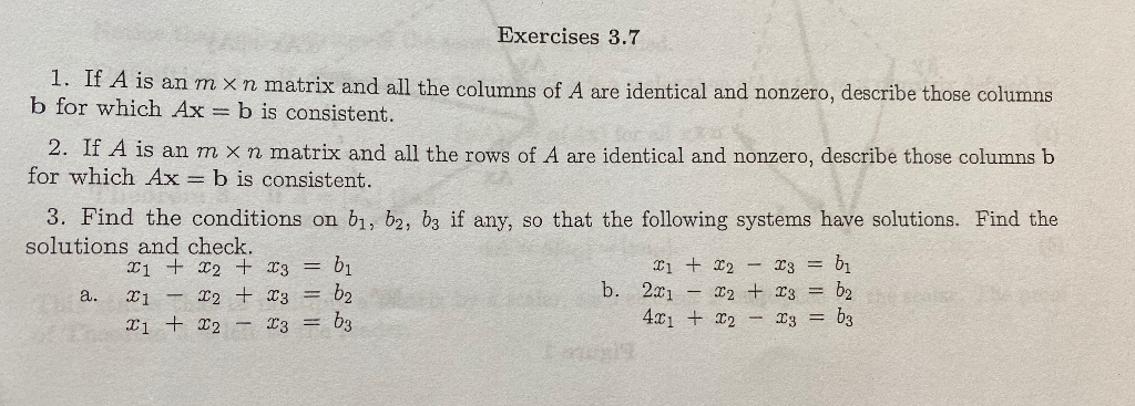 Solved Exercises 3.7 1. If A is an mxn matrix and all the | Chegg.com