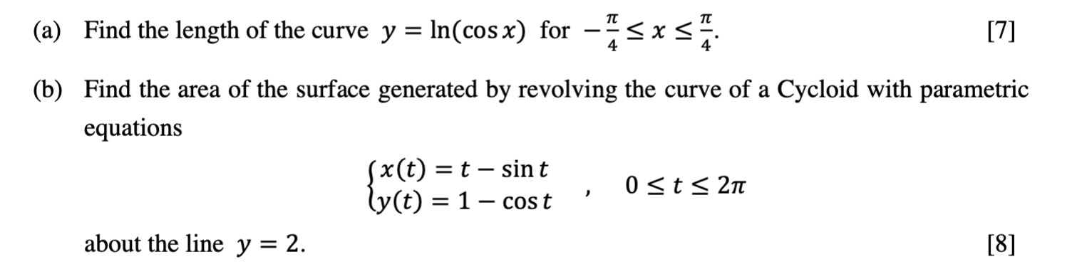 Solved (a) Find the length of the curve y=ln(cosx) for | Chegg.com