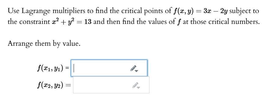 Solved Use Lagrange multipliers to find the critical points | Chegg.com