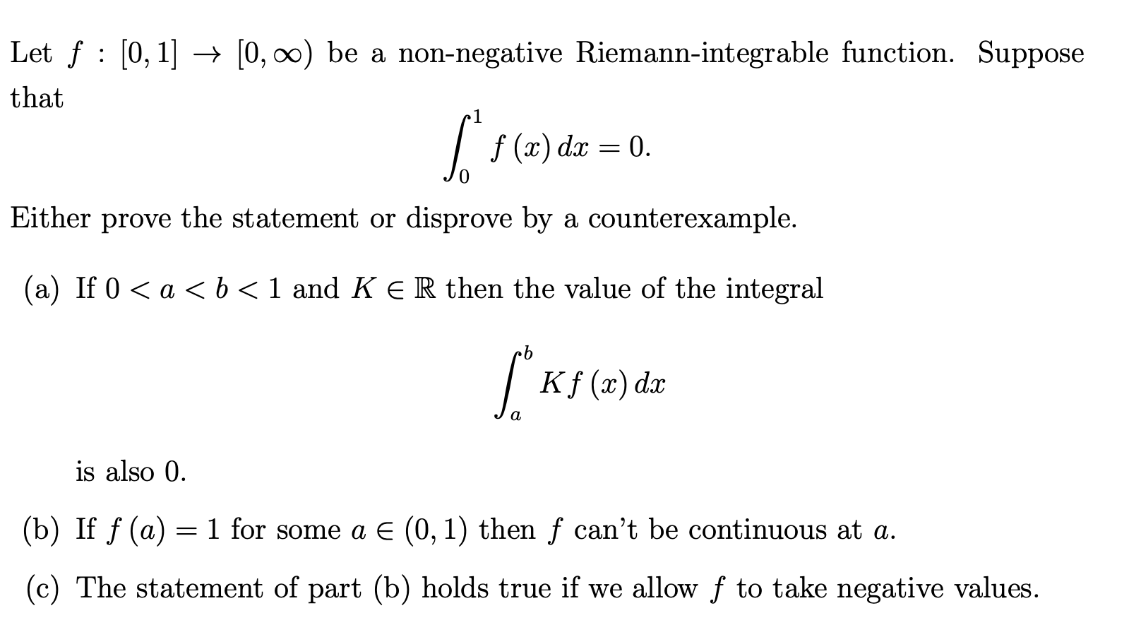 Solved Let f : [0, 1] → [0,00) be a non-negative | Chegg.com