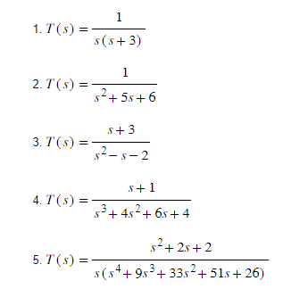 T(s)=s(s+3)1T(s)=s2+5s+61T(s)=s2−s−2s+3T(s)=s3+4s2+6s | Chegg.com