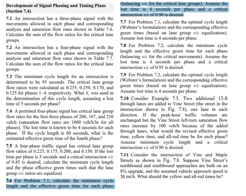 Solved Development of Signal Phasing and Timing Plans | Chegg.com