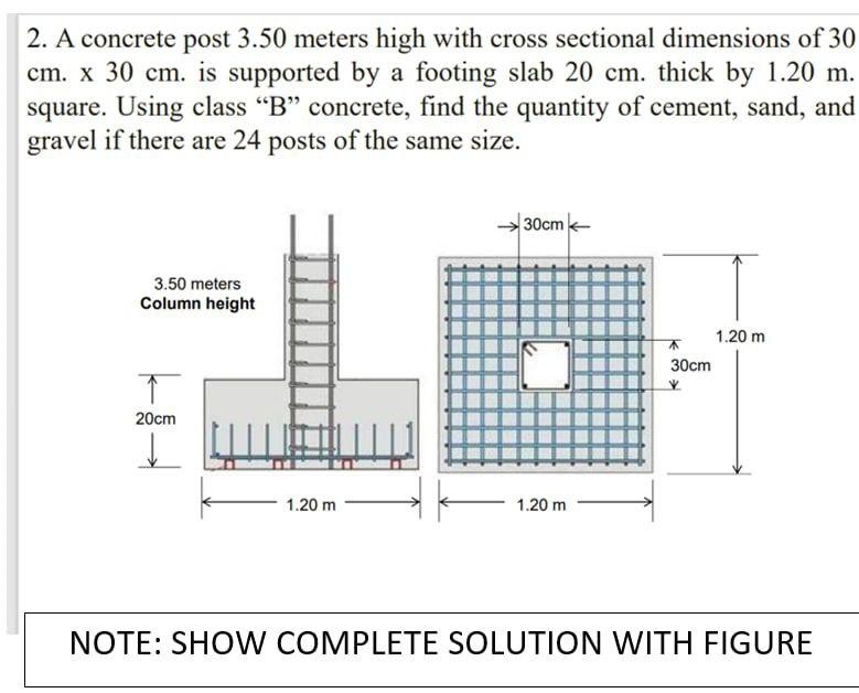 Solved 2. A concrete post 3.50 meters high with cross | Chegg.com