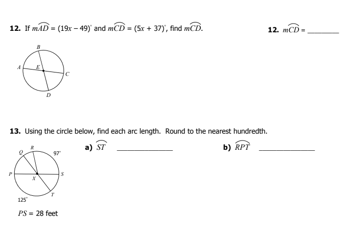 Solved 12. If mAD = (19x - 49) and mCD = (5x + 37), find | Chegg.com