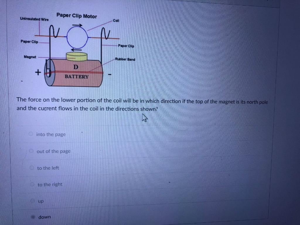 Solved Paper Clip Motor Uninsulated Wire Call Paper Clip | Chegg.com