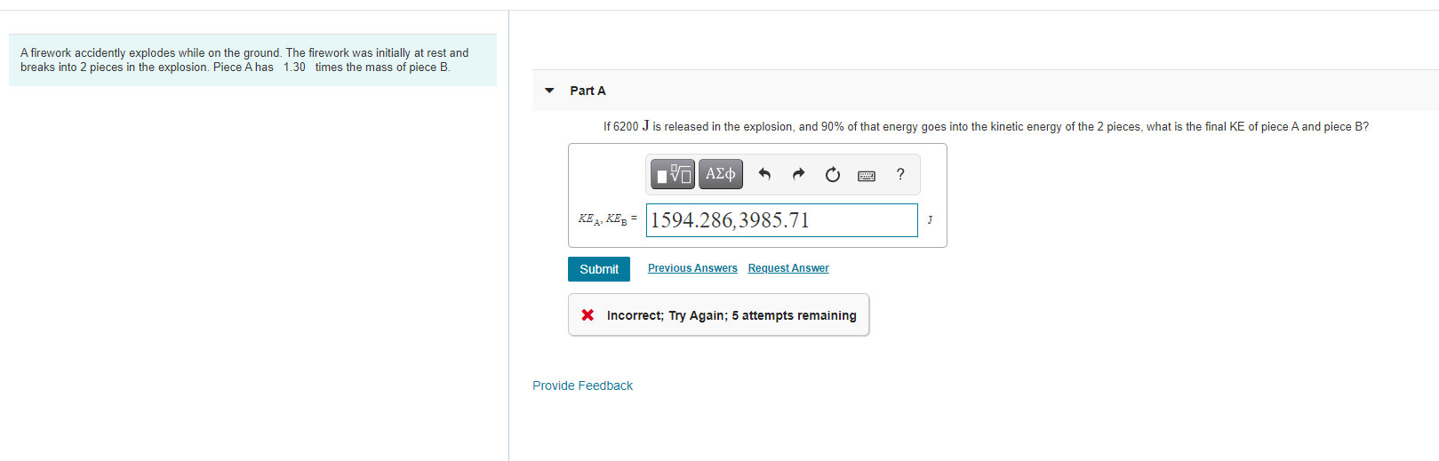 Solved A firework accidently explodes while on the ground. | Chegg.com