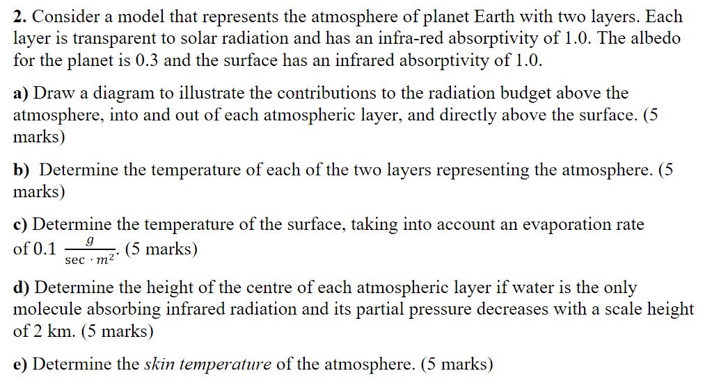 Solved Consider a model that represents the atmosphere of | Chegg.com