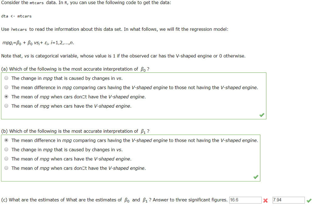Solved Consider the mtcars data. In R, you can use the | Chegg.com