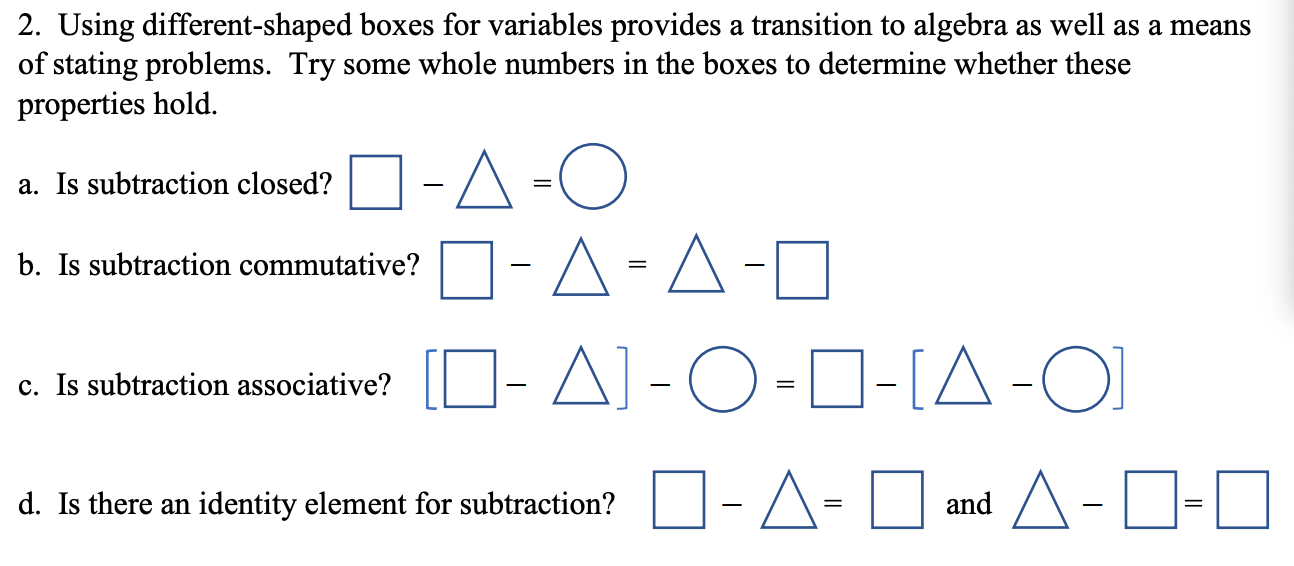 Solved 2. Using different-shaped boxes for variables | Chegg.com
