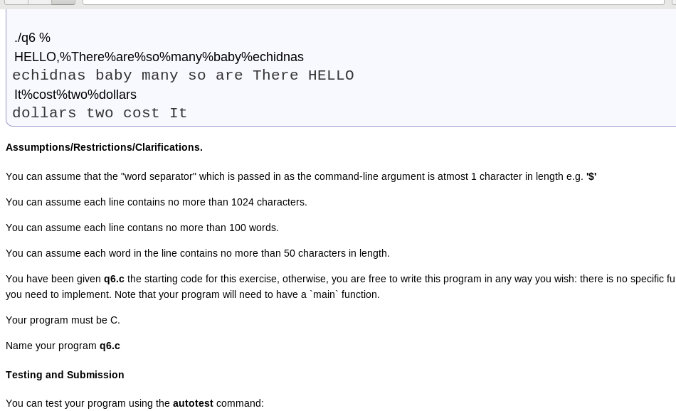Solved Write a C program q6.c which should read lines of | Chegg.com