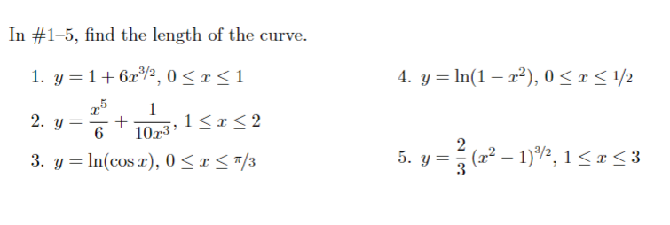 Solved In \#1-5, find the length of the curve. 1. | Chegg.com